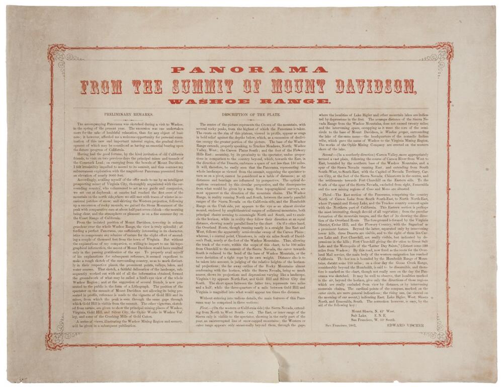 Panorama of the Washoe Region from the Summit of Mount Davidson