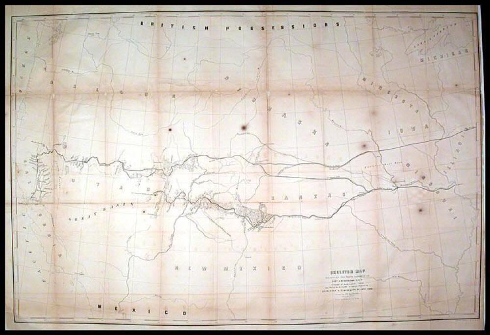 Skeleton Map Exhibiting the Route Explored by Capt. J.W. Gunnison U.S.A ...