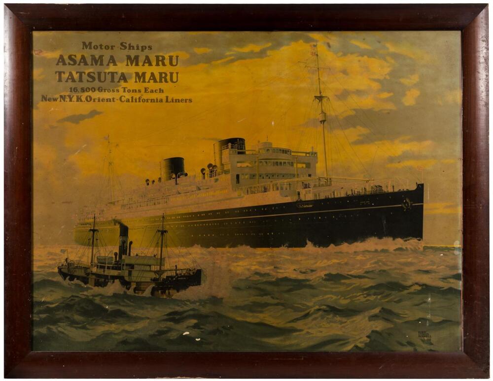 Advertising poster for the N.Y.K. Orient-California liners Asama Maru ...