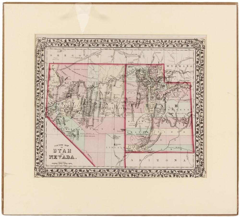 County Map of Utah and Nevada