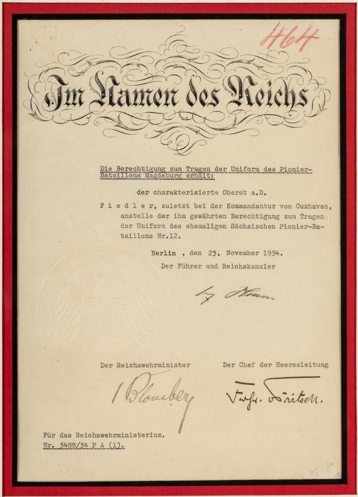 Document Signed by Adolf Hitler