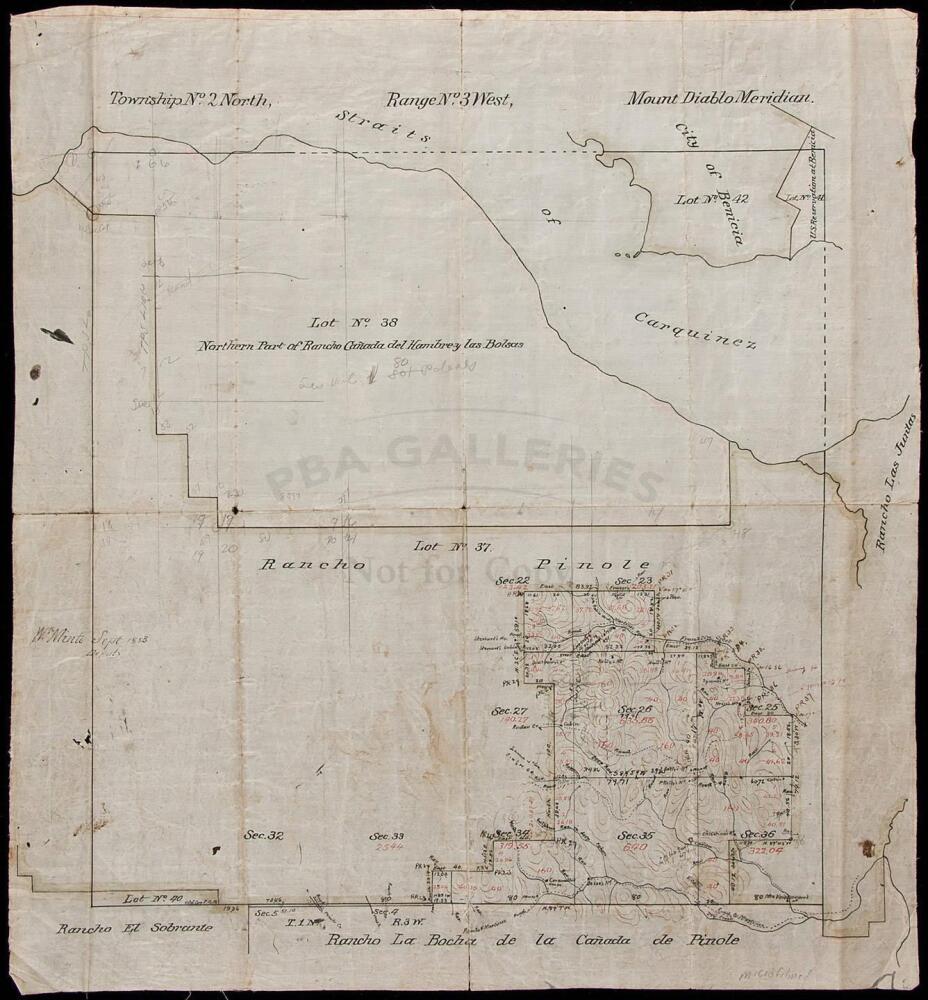 Manuscript map of several Ranchos in northwestern Contra Costa County ...