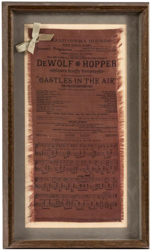 Theatre Programme on silk for DeWolf Hopper starring in Castles in the ...