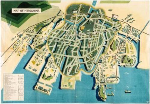 Two maps of Hiroshima, before and after the dropping of the atomic bomb ...