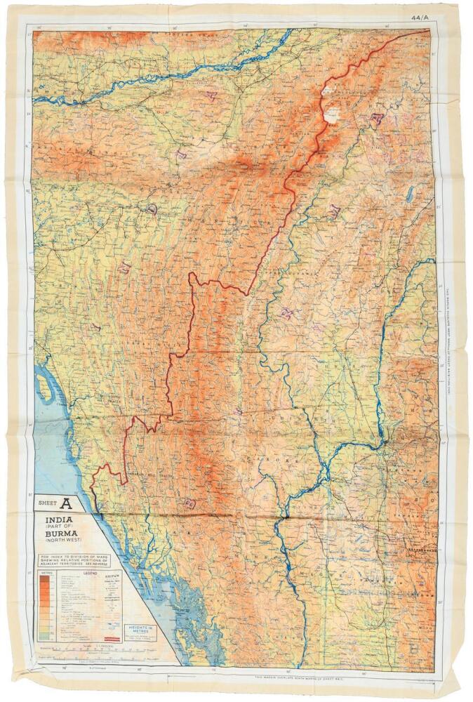 Two silk double-sided British pilot escape maps of French Indochina ...