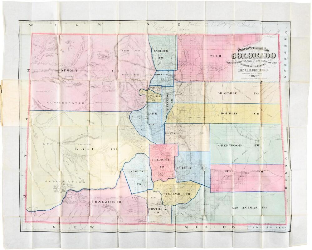 Thayer's Sectional Map of Colorado Compiled from the Plats and Records ...