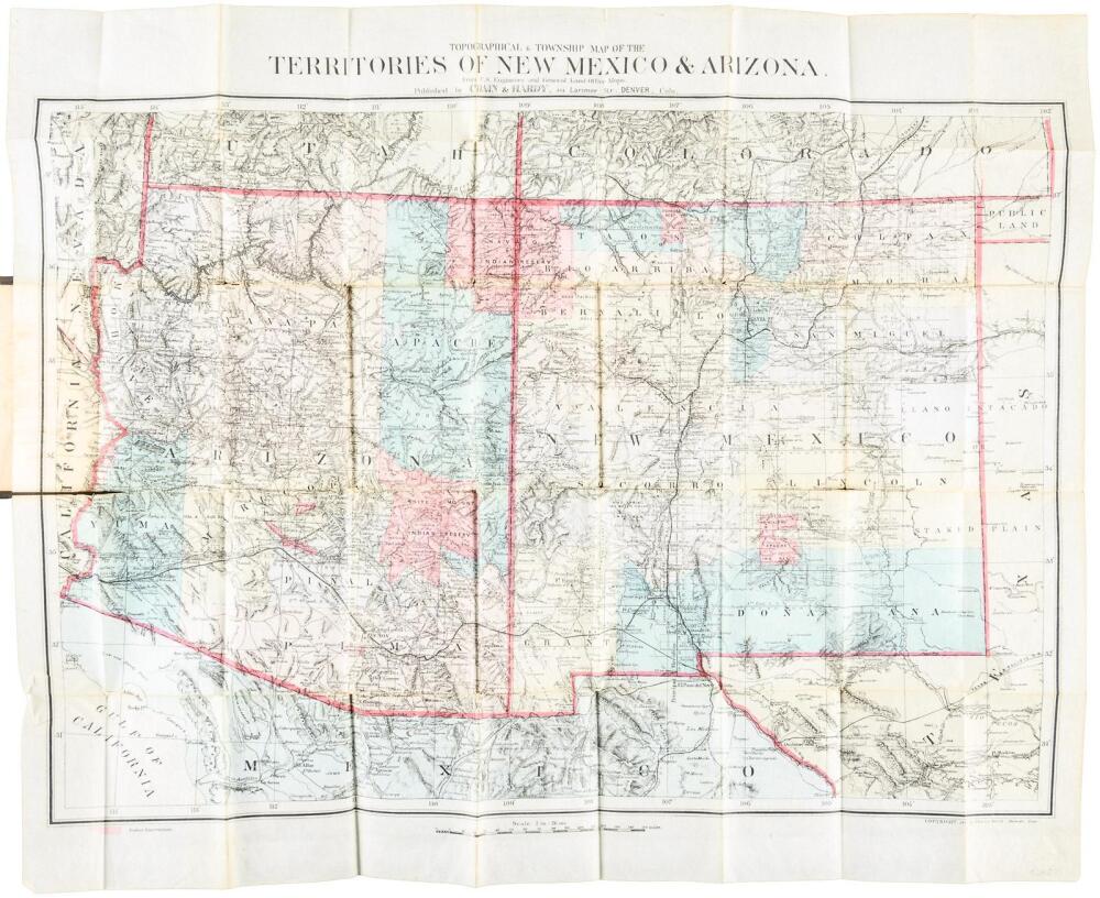 Topographical & Township Map of the Territories of New Mexico & Arizona ...