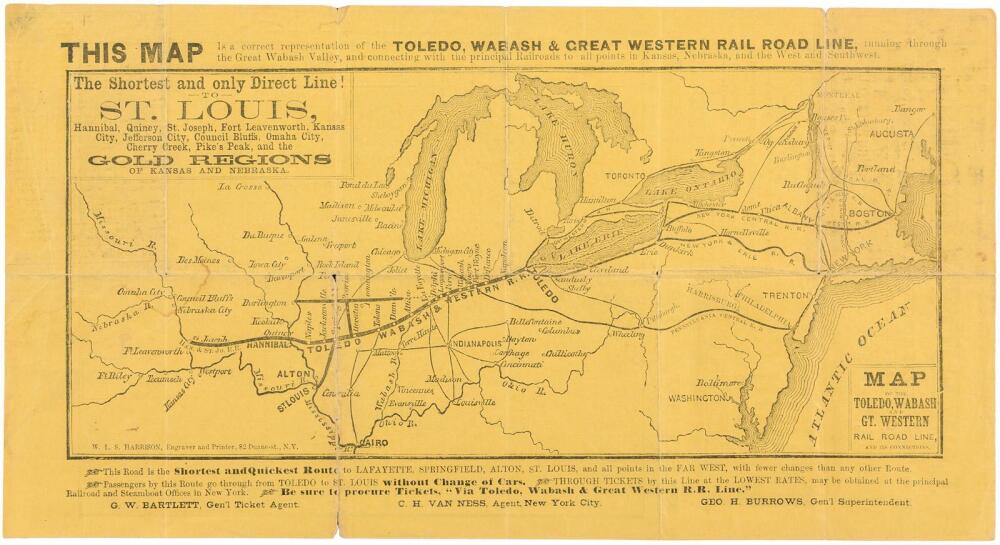 Map of the Toledo, Wabash and GT. Western Rail Road Line, and its ...