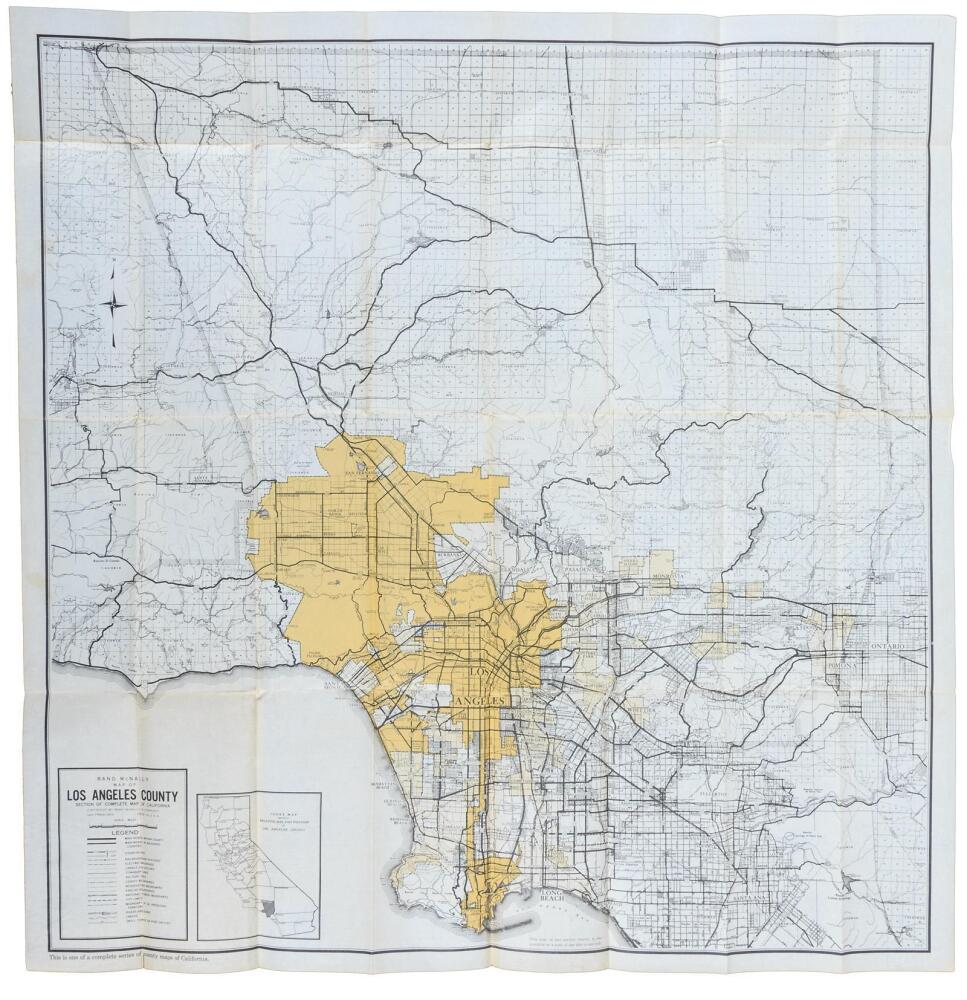 Rand McNally Map of Los Angeles County: Section of complete map of ...