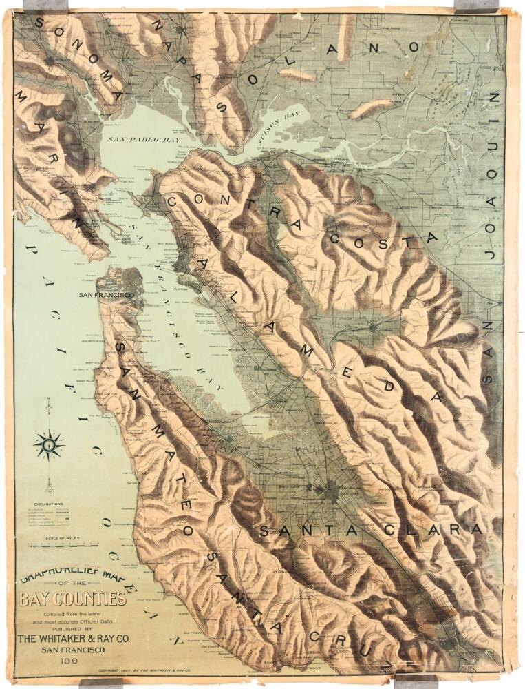 Grapho-Relief Map of the Bay Counties Compiled from the latest and most ...