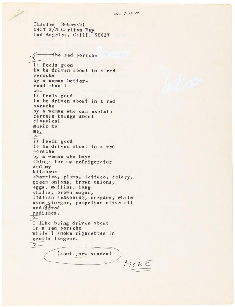 The Red Porsche - original typewritten poem