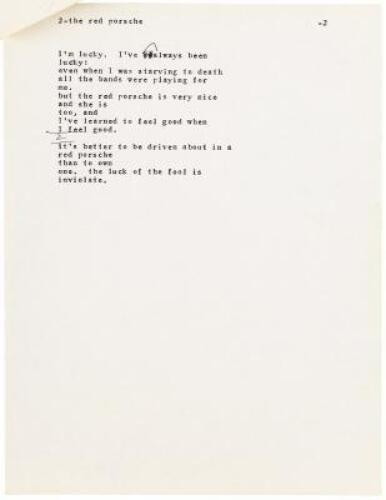 The Red Porsche - original typewritten poem