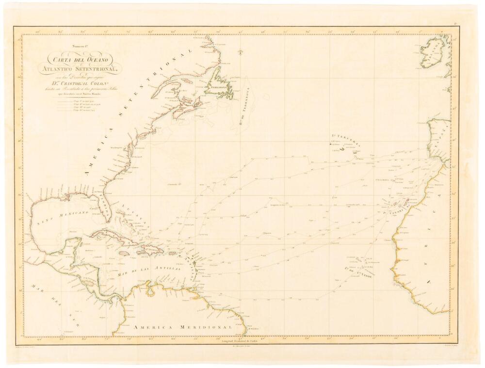 Numero 1º. Carta General del Oceano Atlantico Septentrional, con las ...