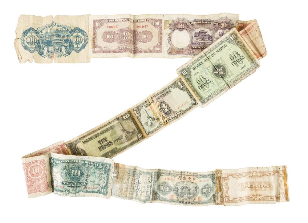 Original WWII Short Snorter with 11 examples of paper money from ...