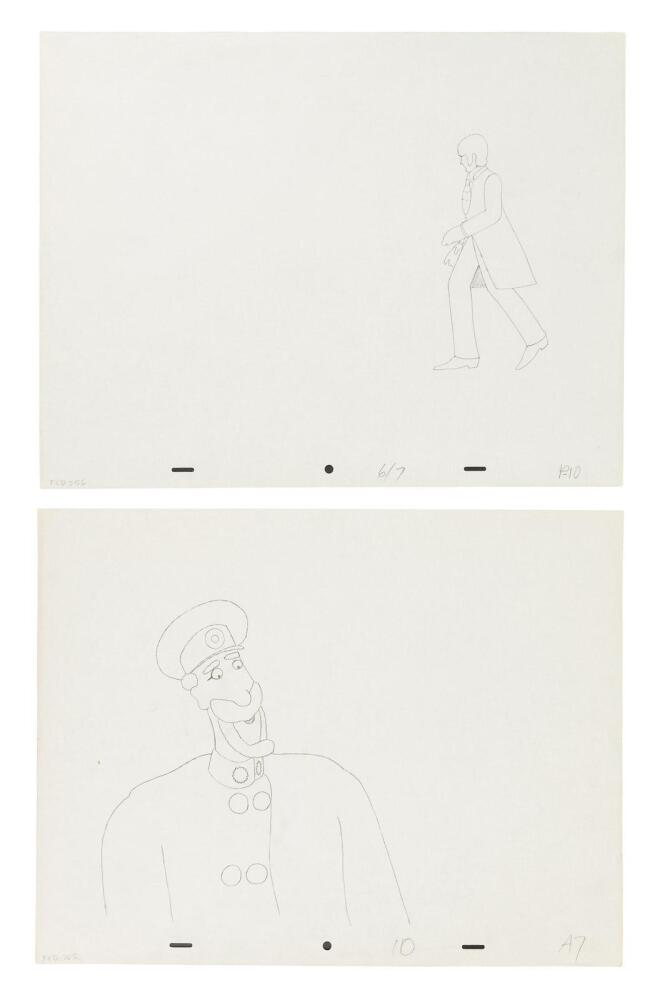 Six original animation drawings for The Yellow Submarine featuring The ...