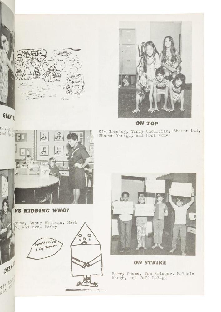 Barack Obama's fifth grade yearbook, Na Opio O Punahou, signed by him ...