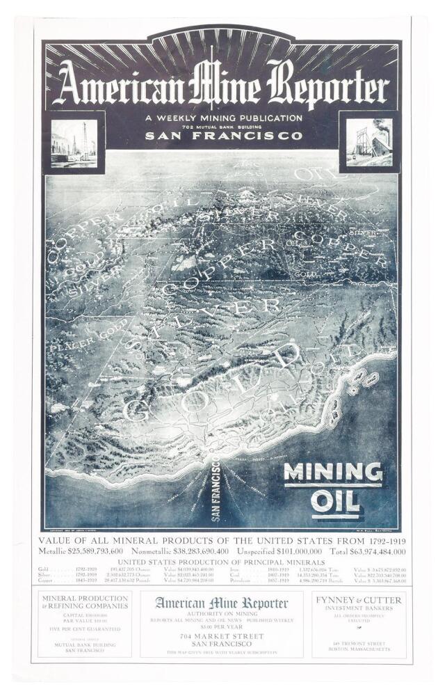 Broadside advertisement for the American Mine Reporter with bird's-eye ...