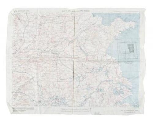 US Army Air Force pilot silk escape map of China, 1944