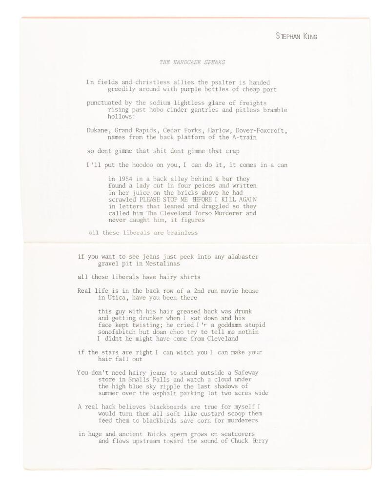 The Hardcase Speaks - in Contraband No. 2; plus a lengthy poem by ...