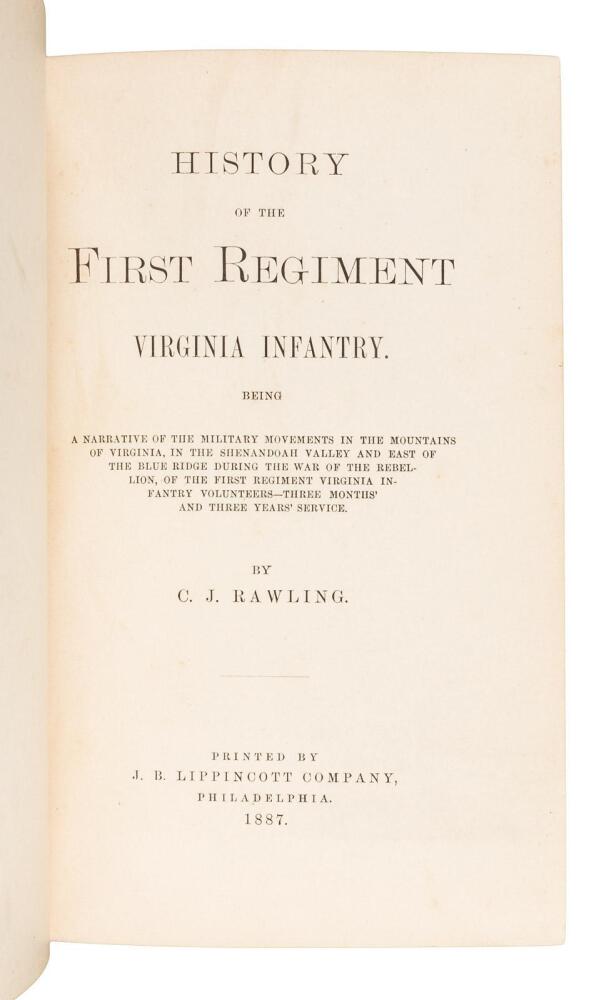 History of the First Regiment Virginia Infantry - presentation copy