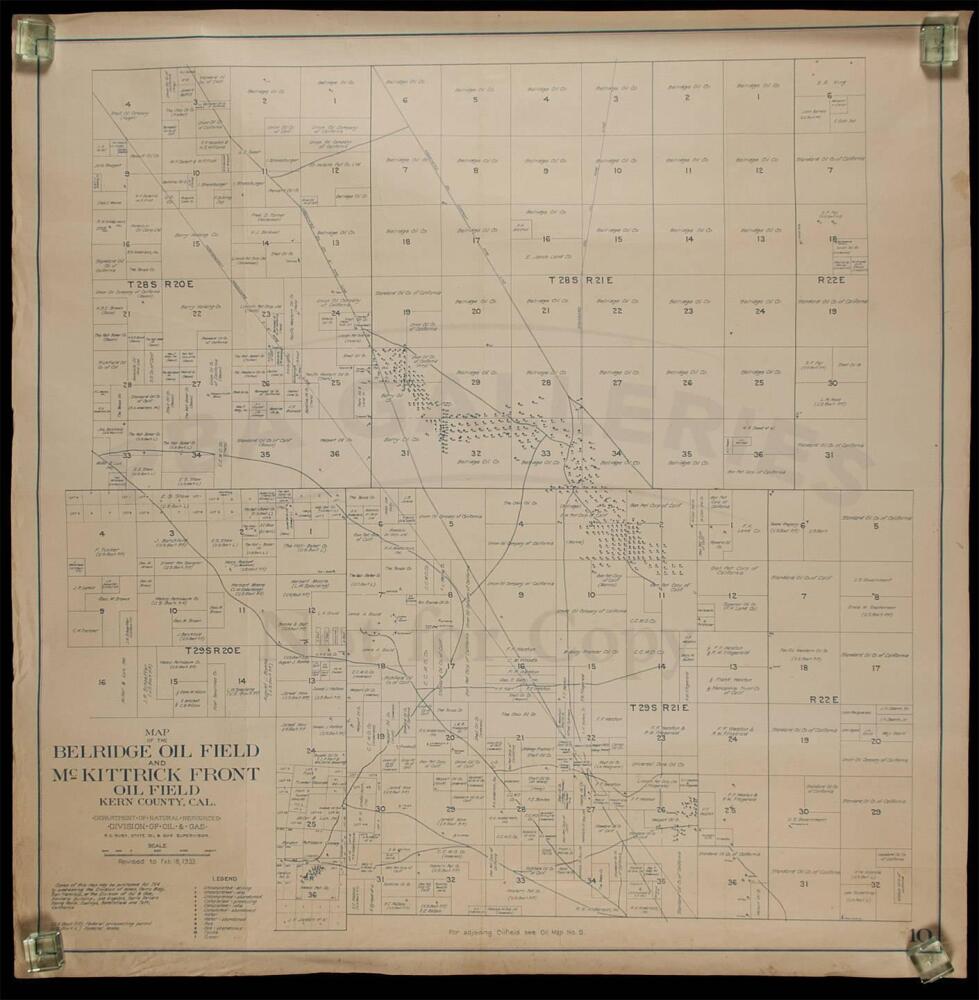 Map of the Belridge oil field and McKittrick Front oil field, Kern ...