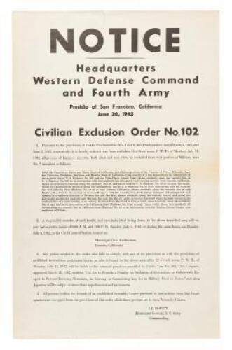 Notice. Headquarters Western Defense Command and Fourth Army, Presidio ...
