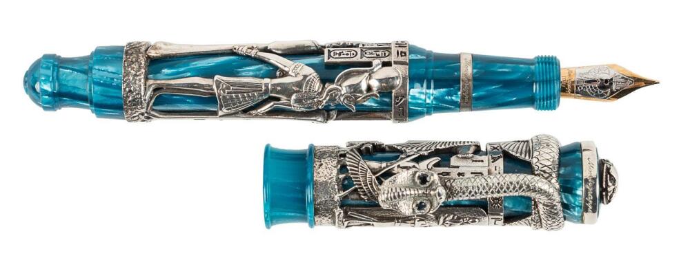 MONTEGRAPPA: Luxor Blue Nile Sterling Silver Limited Edition Fountain Pen