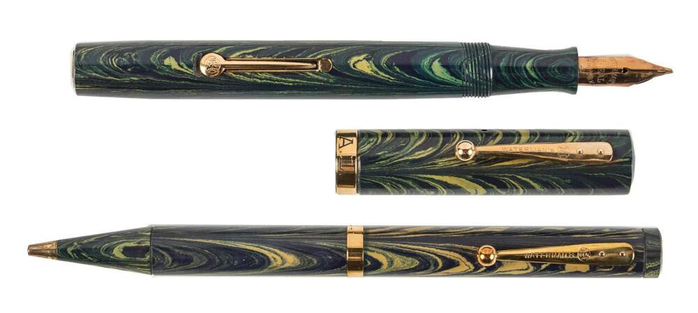 WATERMAN: No. 94 Fountain Pen and Propelling Pencil, Blue-Green Ripple ...