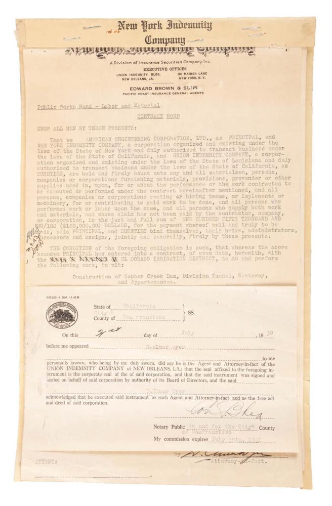 Five blueprint maps, plans, and schematics for Webber [sic] Creek Dam ...