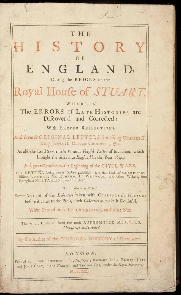 The History of England, During the Reigns of the Royal House of Stuart ...