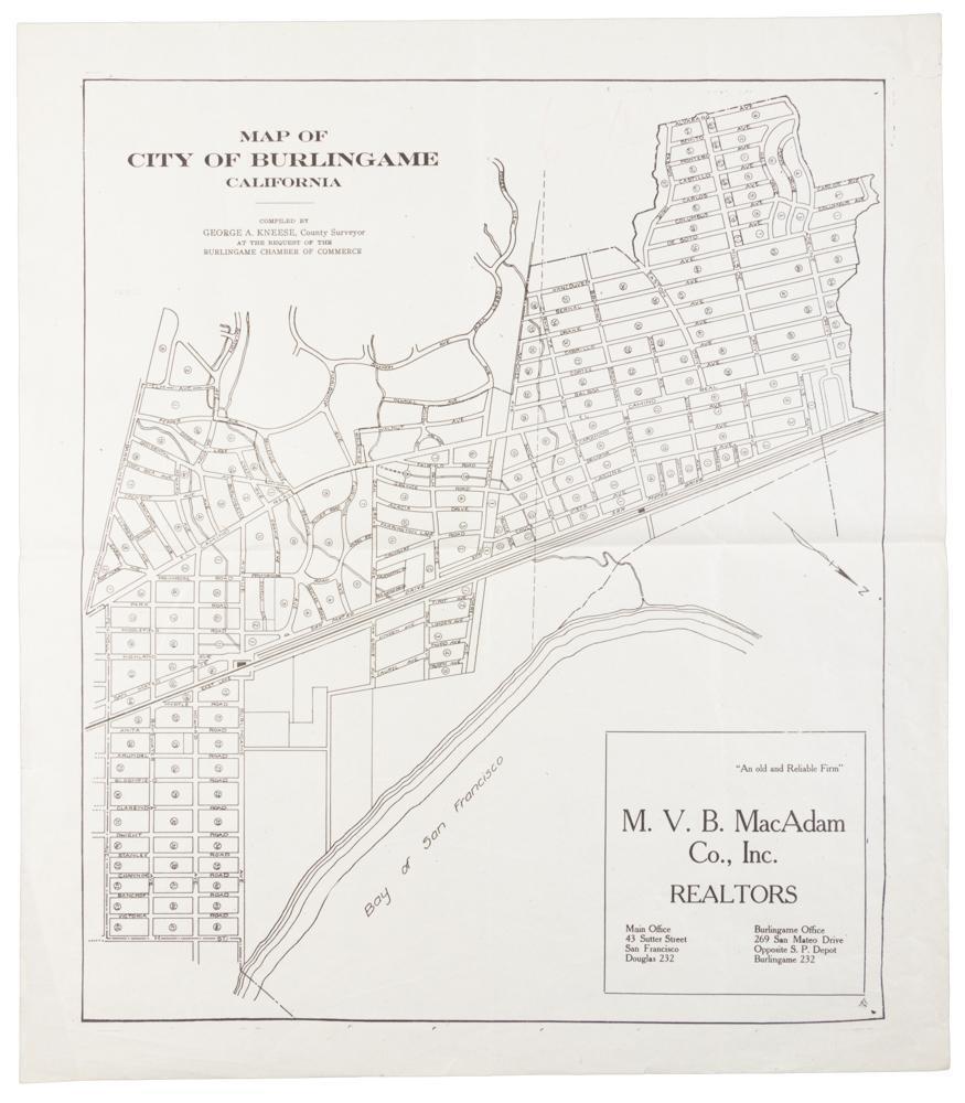Map of the City of Burlingame, California. Compiled by George A. Kneese ...