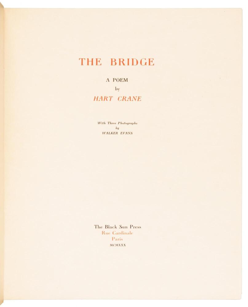 The Bridge. A Poem. With Three Photographs by Walker Evans