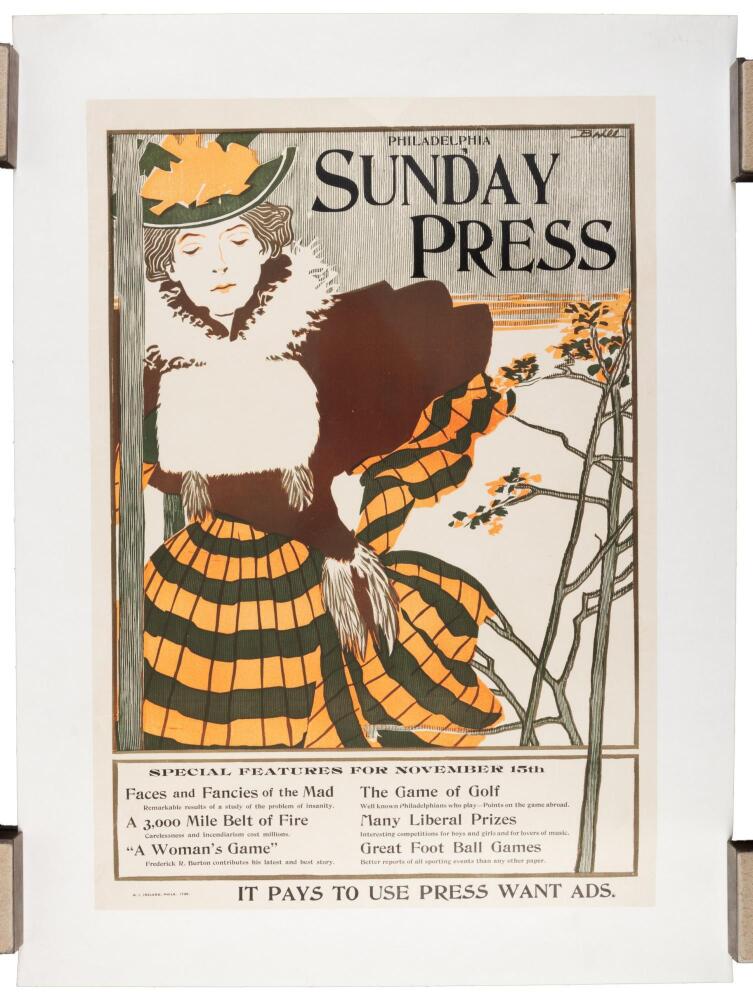 Philadelphia Sunday Press lithograph poster