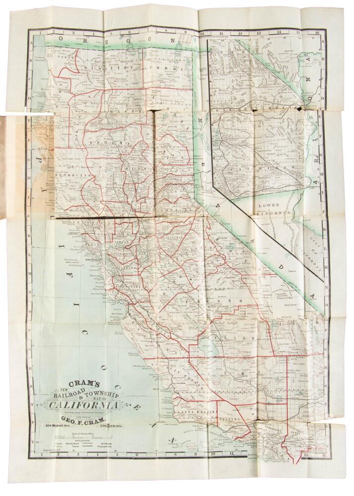 Cram's New Railroad & Township Map of California: Showing Latest ...