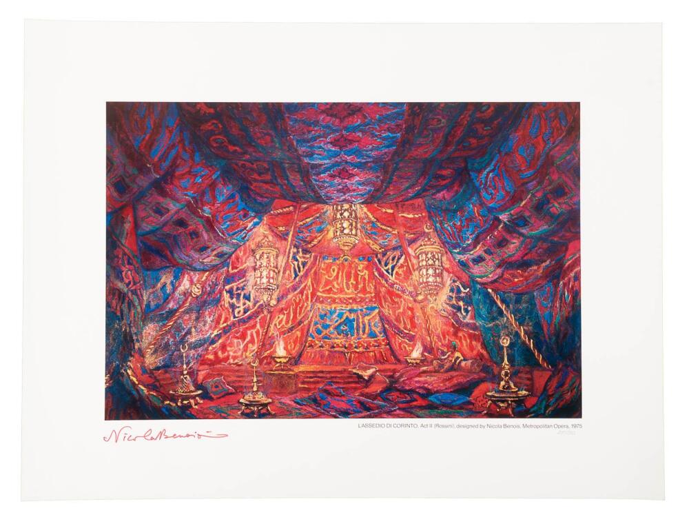 Three lithographs of Metropolitan Opera set designs