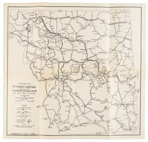 Auto Trails Map of Wyoming-Montana featuring the Custer Battlefield ...