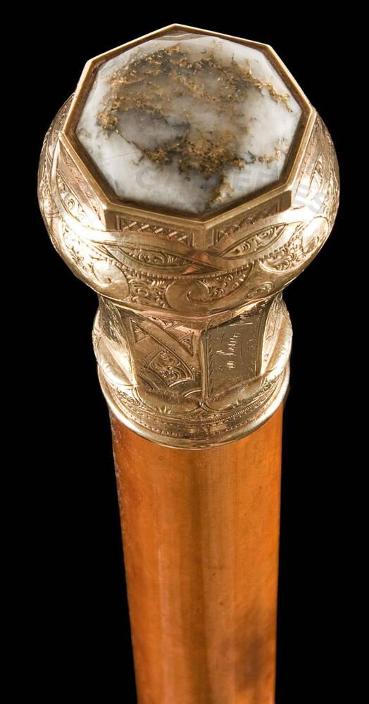California Presentation Gold and Gold Quartz Walking Stick
