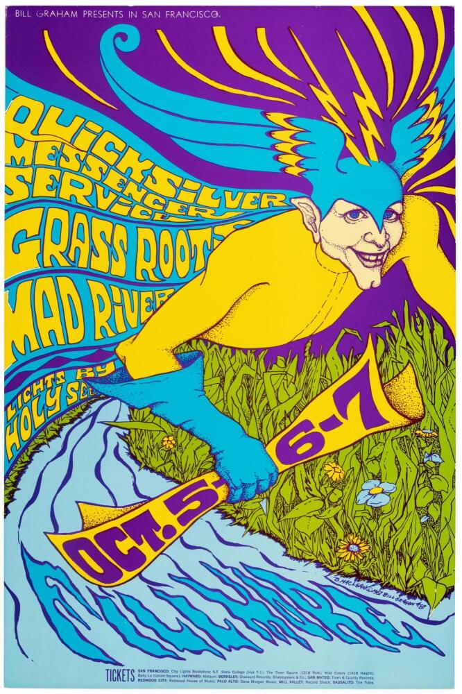 Five posters for concerts presented by Bill Graham at the Fillmore ...