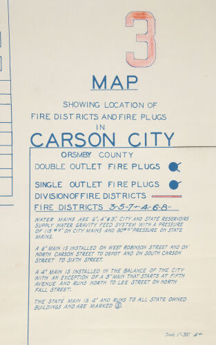 Map Showing Location of Fire Districts and Fire Plugs in Carson City