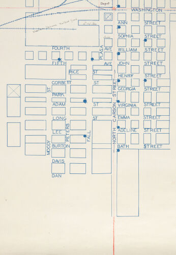 Map Showing Location of Fire Districts and Fire Plugs in Carson City