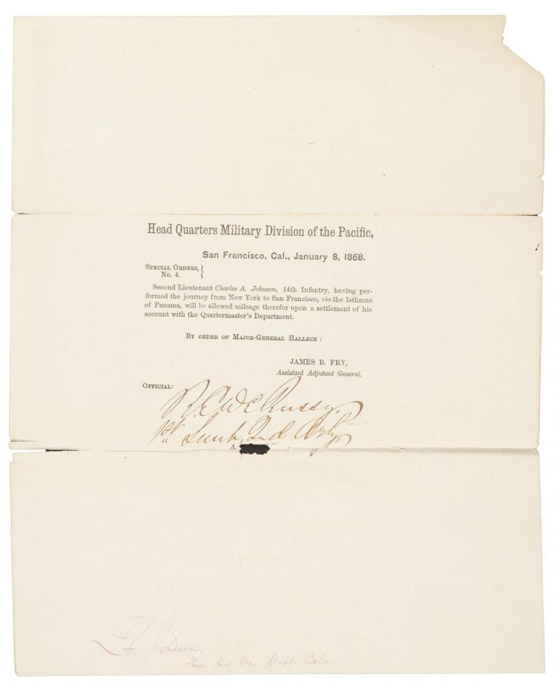 Five official orders for personnel in the U.S. Army during the height ...