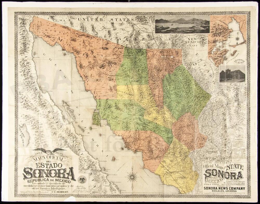 1884-1920 Mapa oficial del estado de Sonora República de México.../New ...
