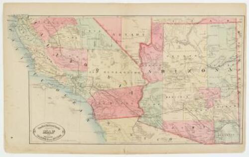 New Rail Road and County Map of Southern California and Arizona