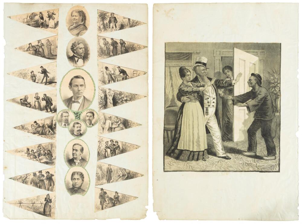 Two sheets with racist color lithographed cut-outs of African American ...
