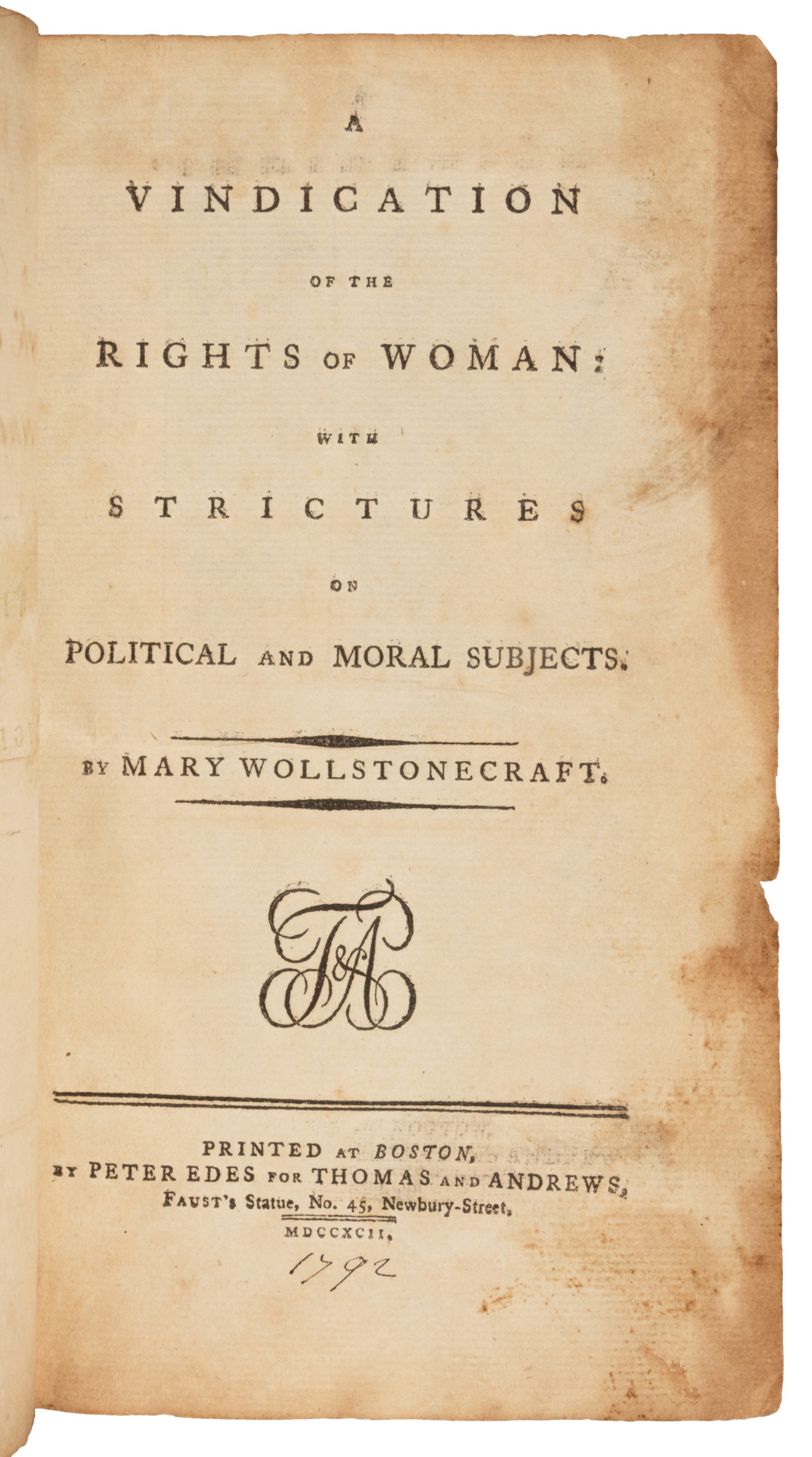 A Vindication of the Rights of Woman: with Strictures of Political and ...