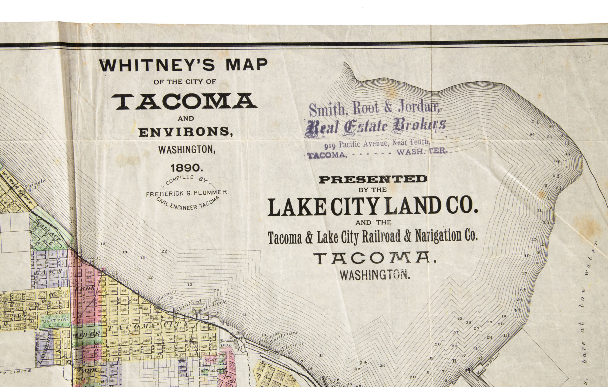 Whitney's Map of the City of Tacoma and Environs, Washington, 1890