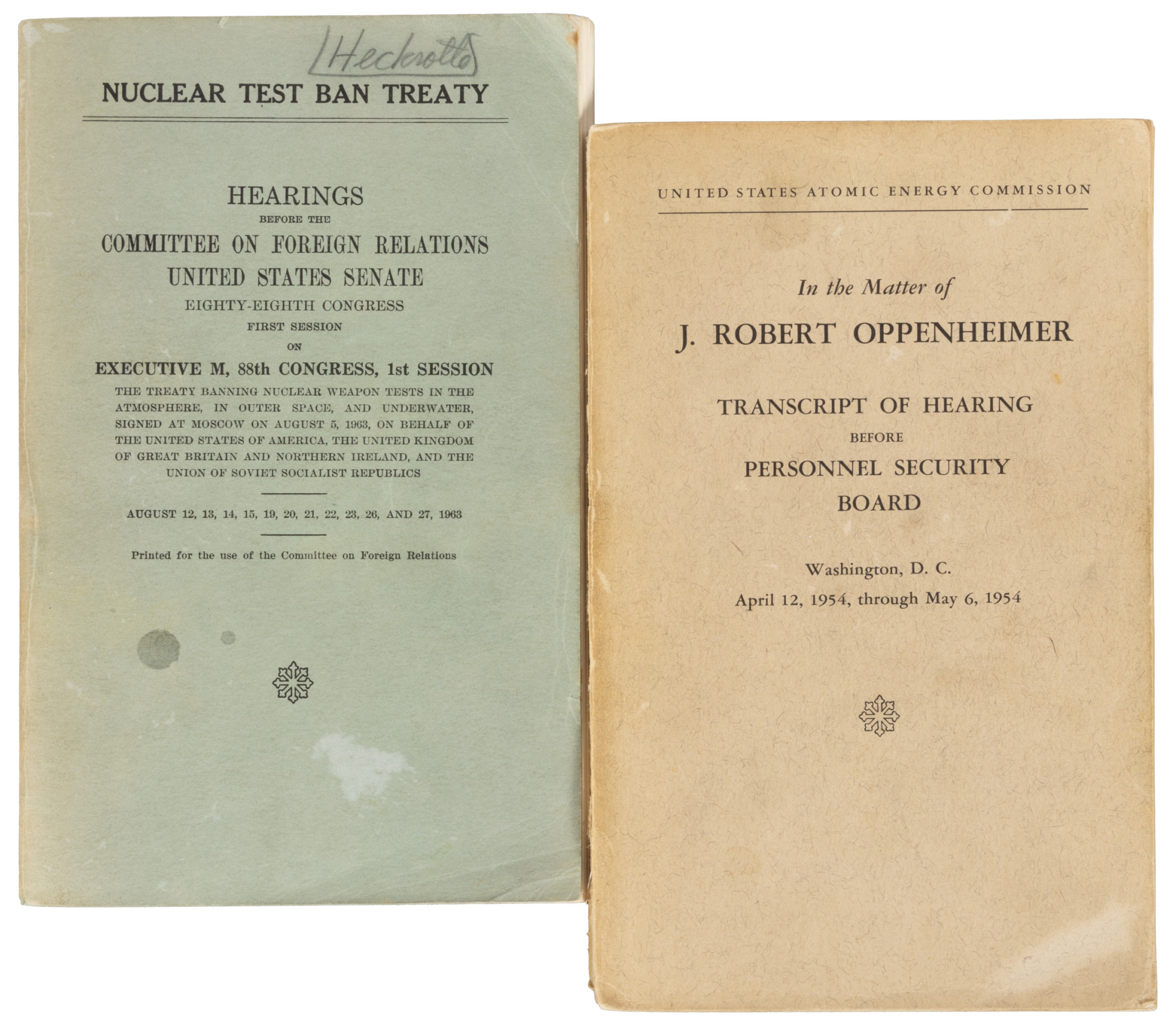 Two works relating to J. Robert Oppenheimer and the Nuclear Test Ban ...
