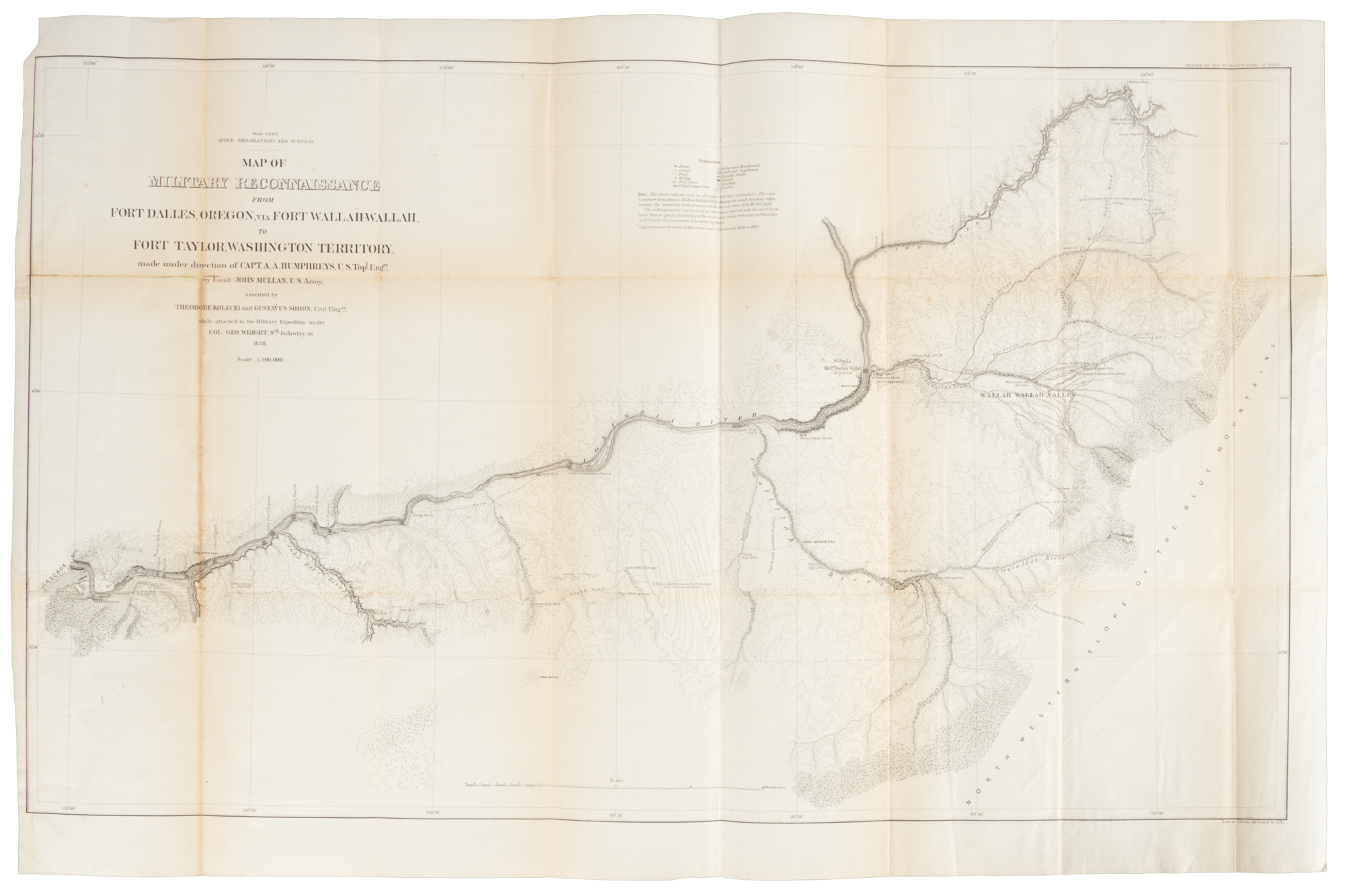 Map of Military Reconnaissance from Fort Dalles, Oregon, via Fort ...