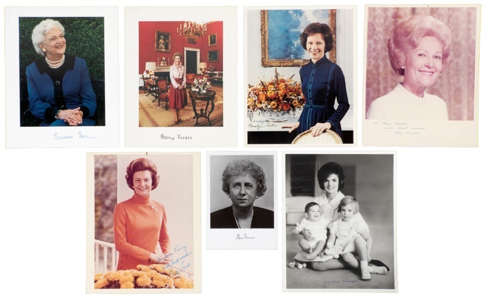 Fourteen signed portraits of First Ladies