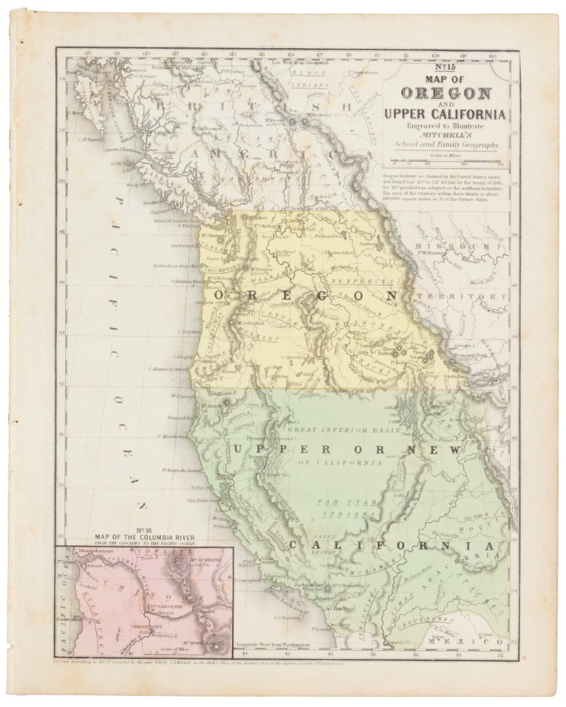 No. 15 Map of Oregon and California, Engraved to Illustrate Mitchell's ...